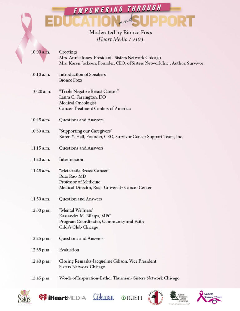 2021 Breast Cancer Virtual Conference - Sisters Network, Inc. - Chicago ...